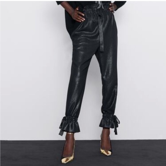 Zara | Pants & Jumpsuits | Zara Shimmery Paperboy Pants | Poshmark